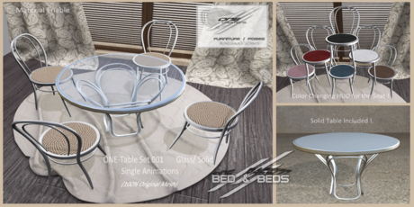 Second Life Marketplace - ONE-Table SET 001 ( SILVER) -Glass / Solid